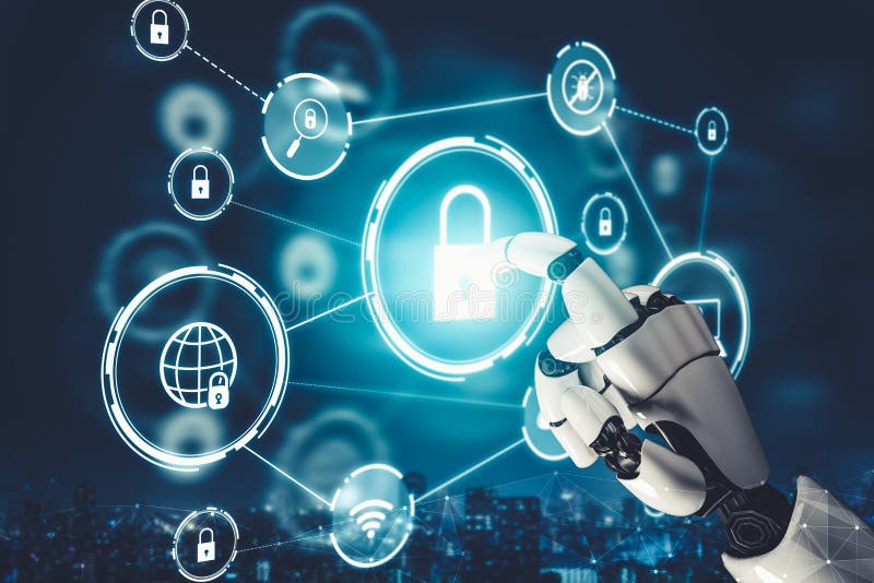 Futuristic AI Thinking of Droid Robot Artificial Intelligence Concept ...