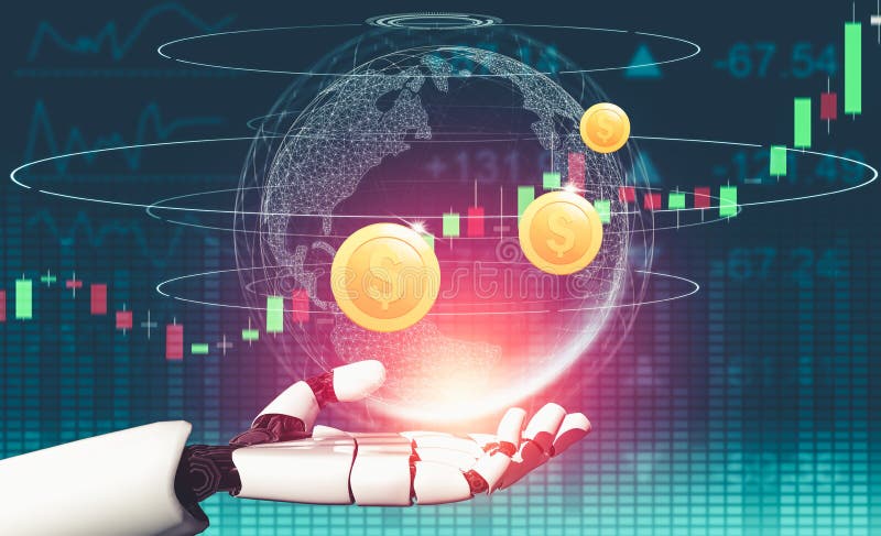 Futuristic AI Thinking of Droid Robot Artificial Intelligence Concept ...