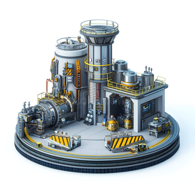 Futuristic Industrial Complex Structure on a Circular Platform Stock ...