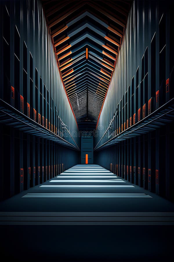 3d Rendering of a Futuristic Hallway in a Futuristic Building with Neon ...