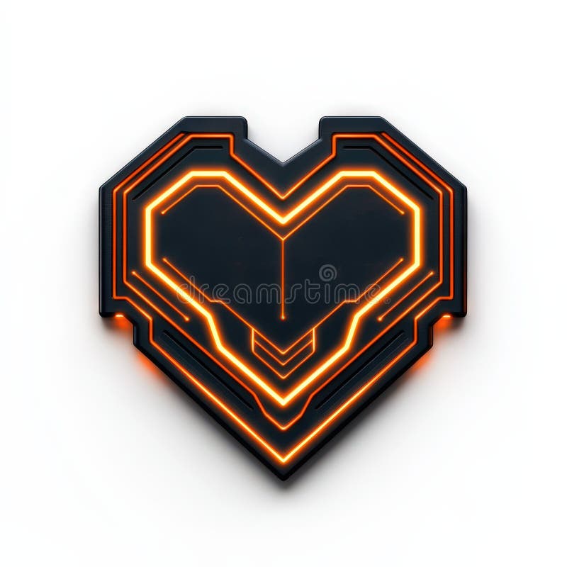 Futuristic Heart with Neon Lights. Stock Illustration - Illustration of ...