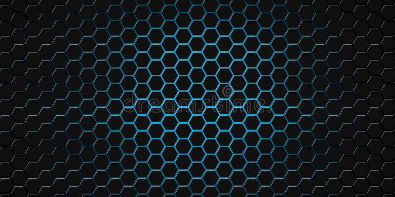 3d Rendering Of Futuristic Hexagon Mesh Background In Blue And Black Colors Stock Illustration