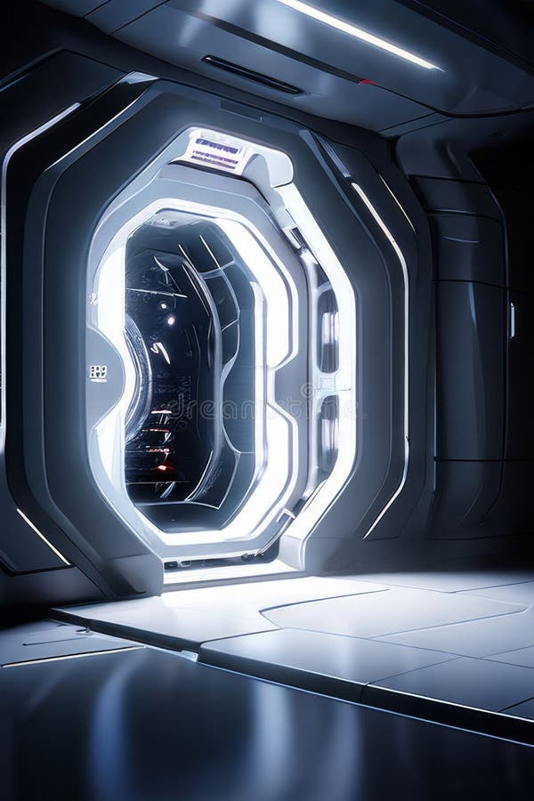 3d Rendering Futuristic Interior with Empty Stage. Modern Future ...