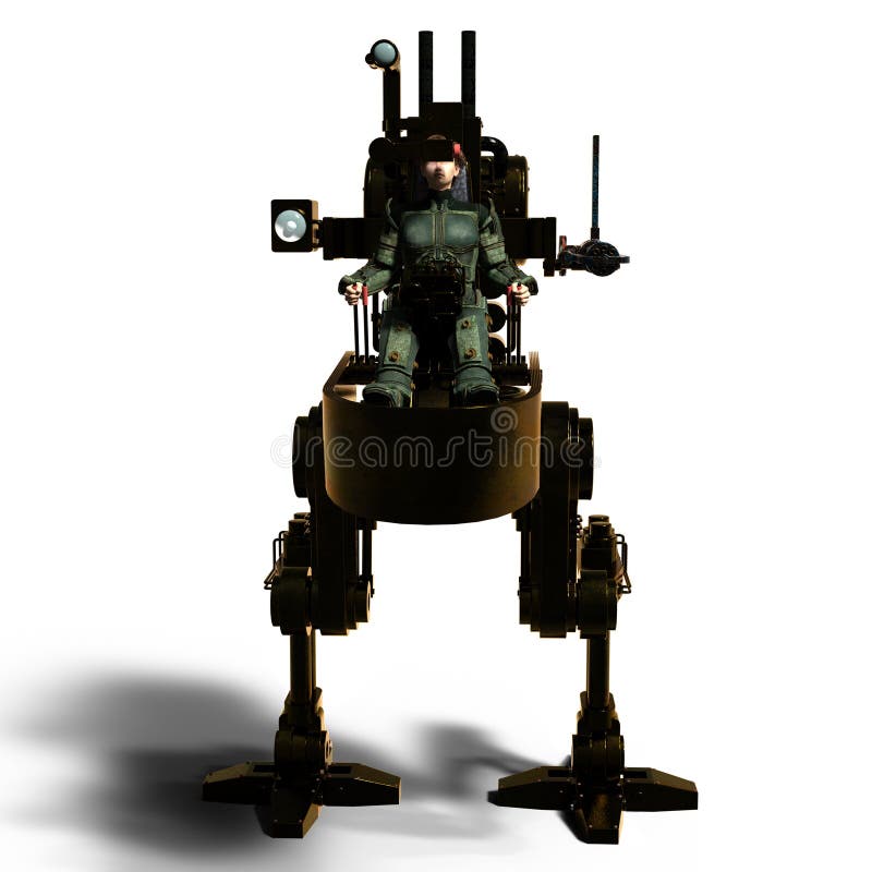 3D-illustration of a Mechanic Robot Walker Stock Illustration ...
