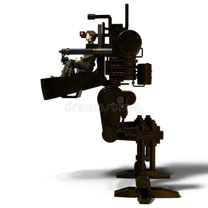 3D-illustration of a Mechanic Robot Walker Stock Illustration ...