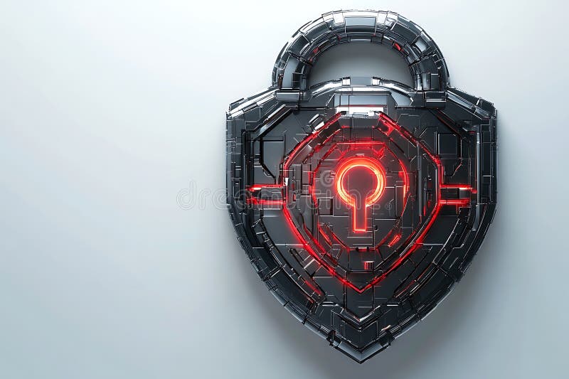 Futuristic Metallic Padlock with Red Glowing Keyhole Stock Photo ...
