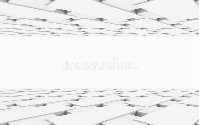 3d Rendering. Futuristic Modern White Geometry Tile Pattern Floor on ...
