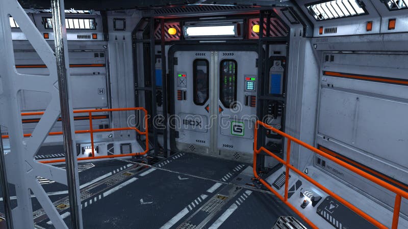 3D Rendering Science Fiction Corridor Stock Illustration - Illustration ...