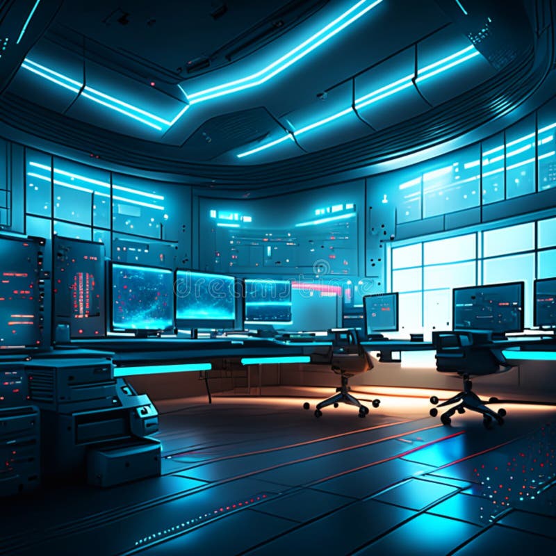 3D Rendering of a Futuristic Server Room with Servers and Technology ...