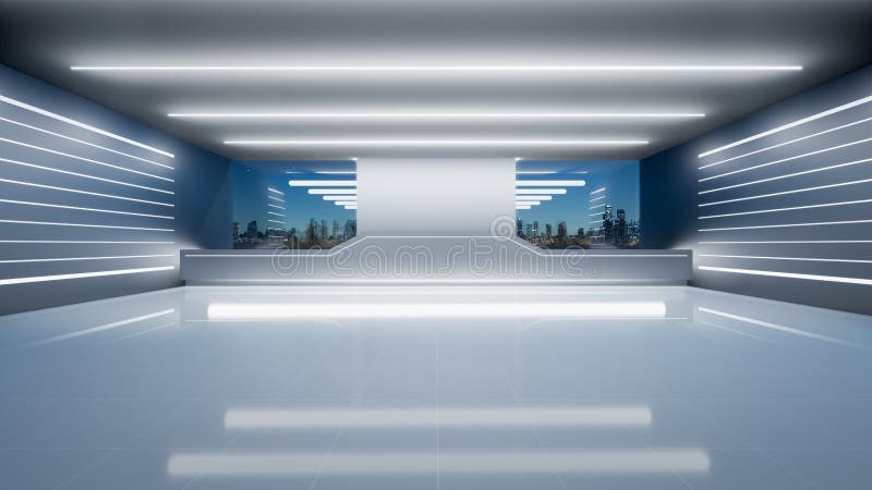 3d Rendering of Futuristic Showroom for Background. Stock Illustration ...