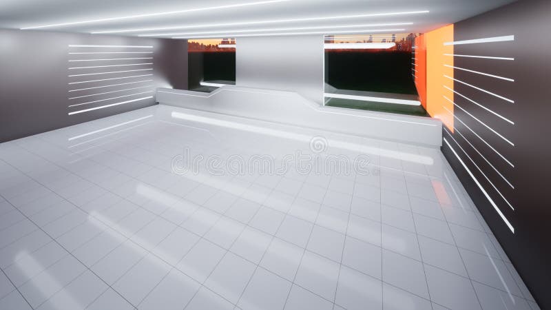 3d Rendering of Futuristic Showroom for Background. Stock Illustration ...