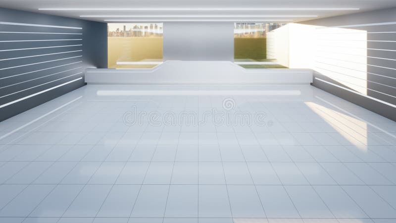 3d Rendering of Futuristic Showroom for Background. Stock Illustration ...