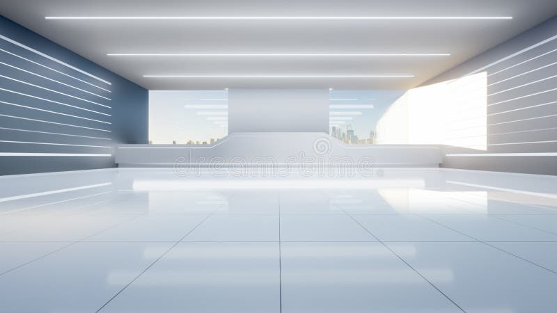 3d Rendering of Futuristic Showroom for Background. Stock Illustration ...