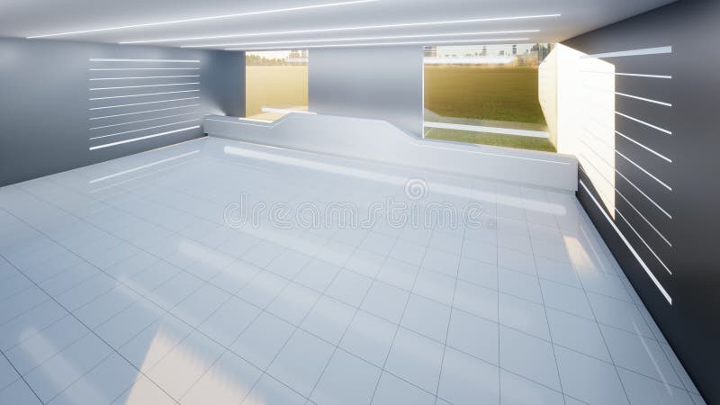 3d Rendering of Futuristic Showroom for Background. Stock Illustration ...