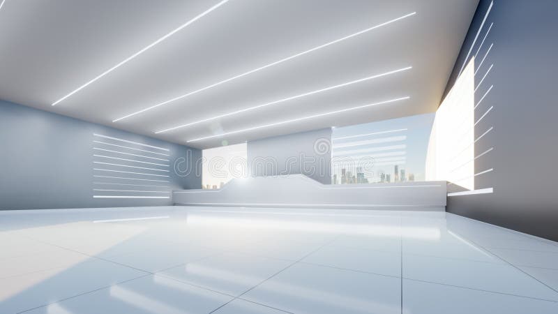 3d Rendering of Futuristic Showroom for Background. Stock Illustration ...