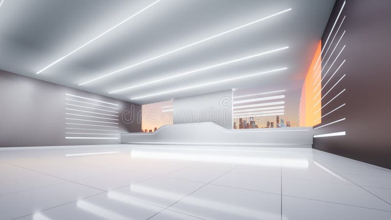 3d Rendering of Futuristic Showroom for Background. Stock Illustration ...