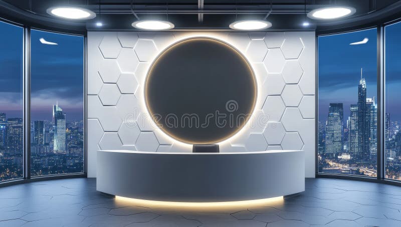 3D Rendering of a Futuristic Showroom, Spaceship, Hall, or Studio in ...
