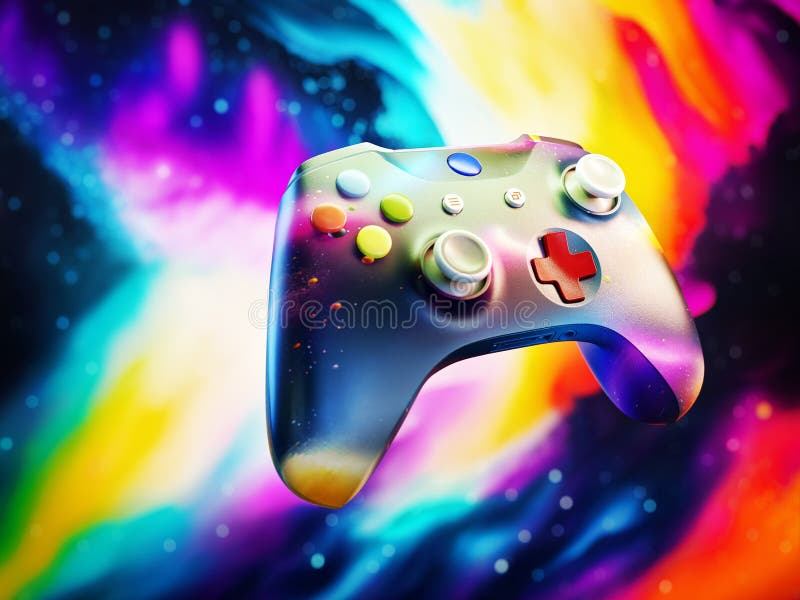 Game Controller in Abstract Splashy Colors Stock Illustration ...