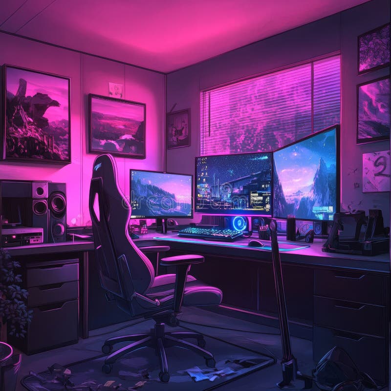 3D Rendering of a Gaming Room with a Lot of Gaming Equipment Stock ...