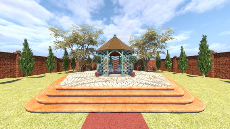 3D Rendering of the Garden Wedding Venue Stock Illustration ...