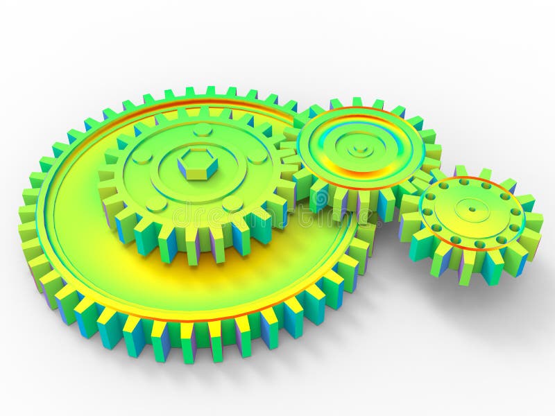 3D Rendering - Gears Finite Element Analysis Stock Illustration ...