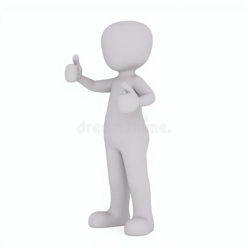 3D Rendering of a Gender-neutral Humanoid Figure Giving Thumbs Up on a ...