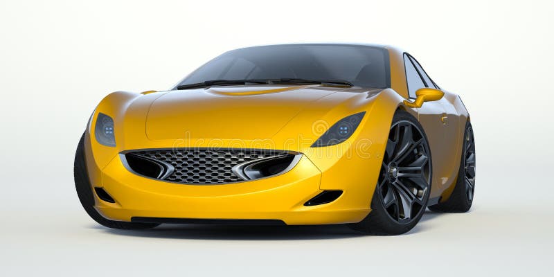 3D Rendering - Generic Concept Car Stock Illustration - Illustration of ...