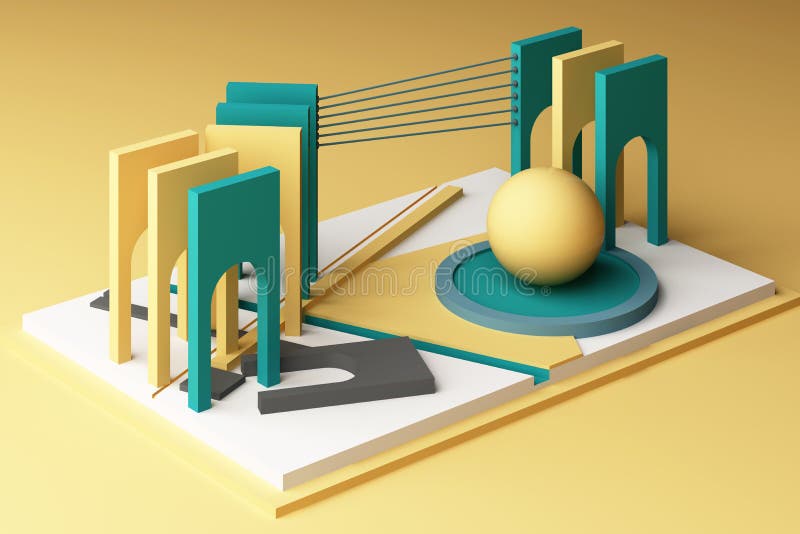 3d Rendering Geometric Composition Stock Illustration - Illustration of ...
