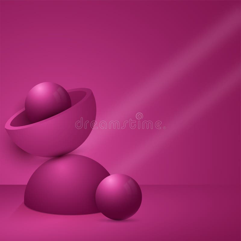 3D Rendering Geometric Elements, Pink on Pink Concept with Space Stock ...