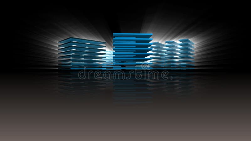 3d Rendering of a Geometric Metal Future Cityscape Over Black ...