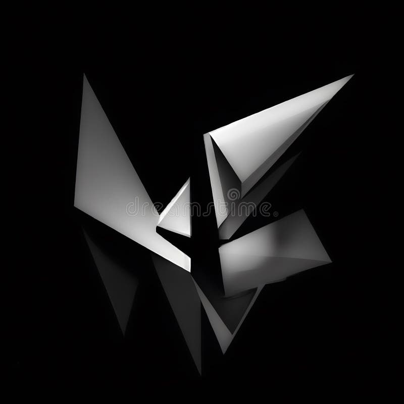 3d Rendering Of Geometric Shapes Floating Against Black Background