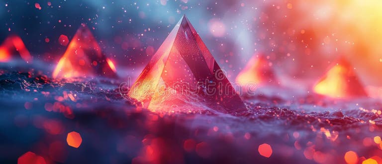 A 3D Rendering of Geometric Shapes Flying Across the Screen. Computer ...