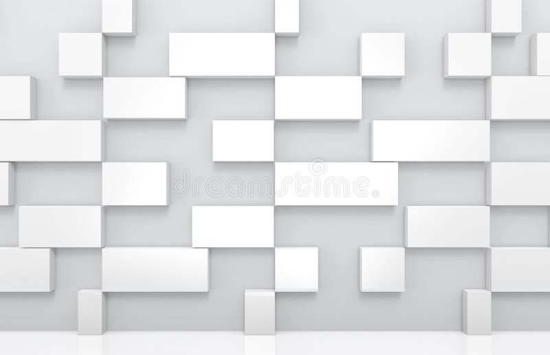 3d Rendering. Geometric Square Rectangle Shape Box Stack on Gray Wall ...