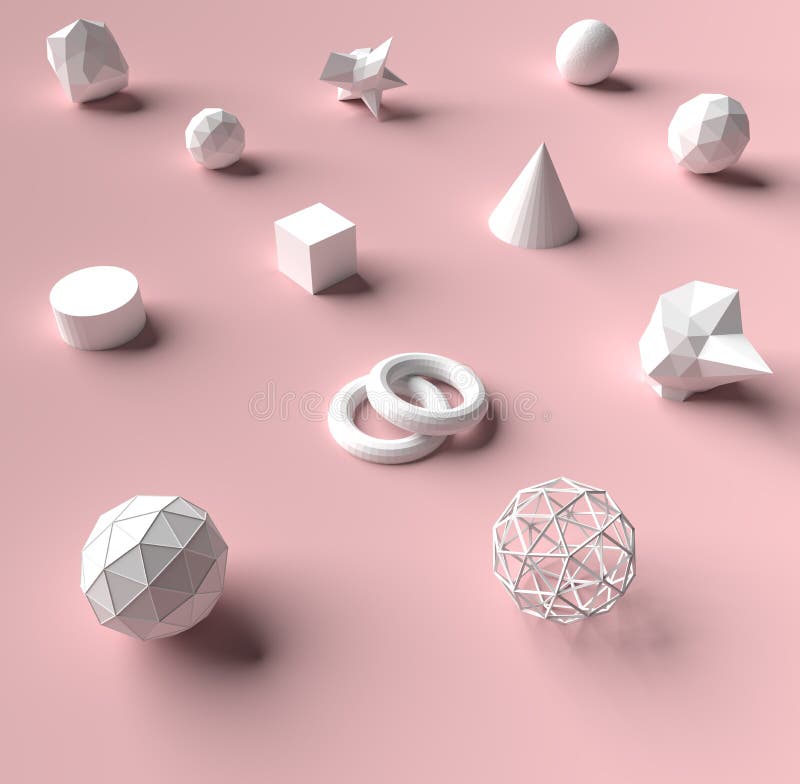3d Rendering Geometry on Pink Color Background and Texture. Stock ...