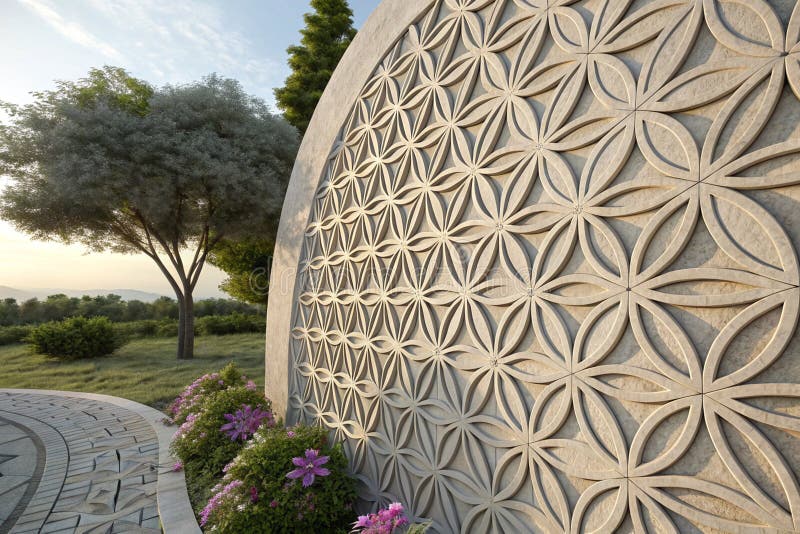 3D Geomodule with Flower of Life Fragment Pattern Stock Illustration ...