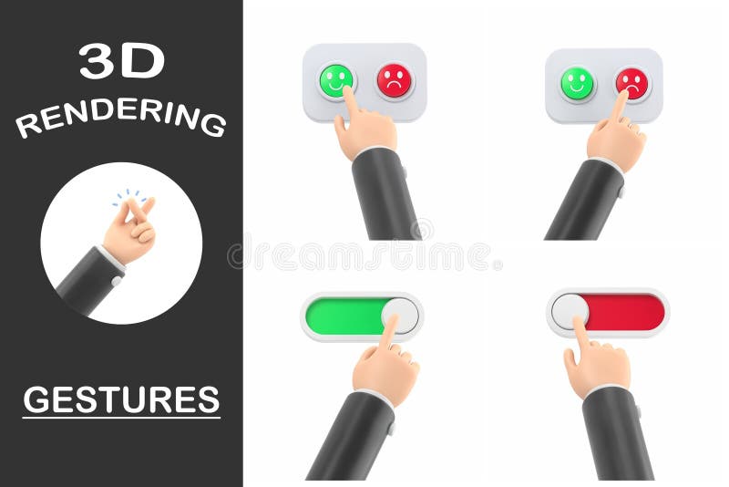 3d Rendering Gestures Collection,Cartoon Gesture Icon Mockup.3d Render ...