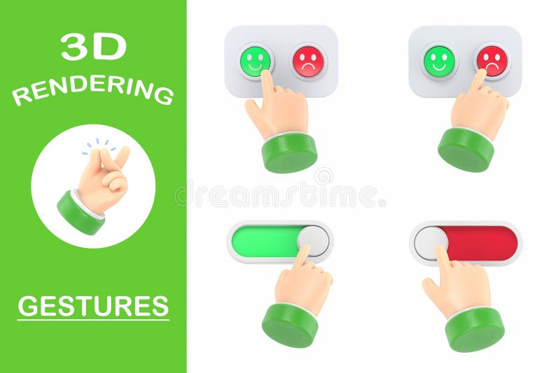 3d Rendering Gestures Collection,Cartoon Gesture Icon Mockup.3d Render ...