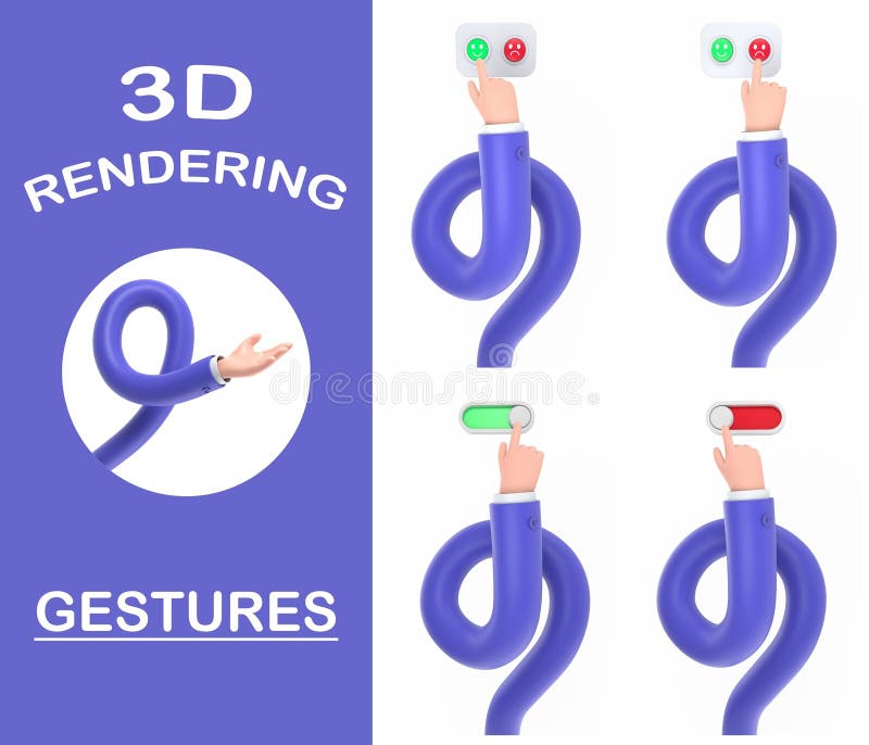 3d Rendering Gestures Collection,long Arms Concept.3d Render,cartoon ...