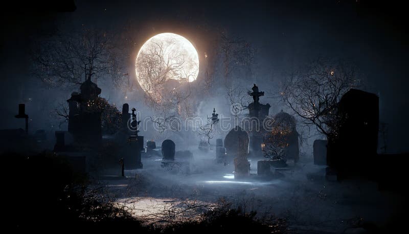 3D Rendering Ghost in Ray of Moonlight. Stock Illustration ...