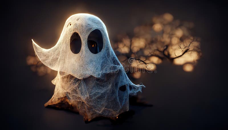 3D Rendering Ghost in Ray of Moonlight. Stock Illustration ...