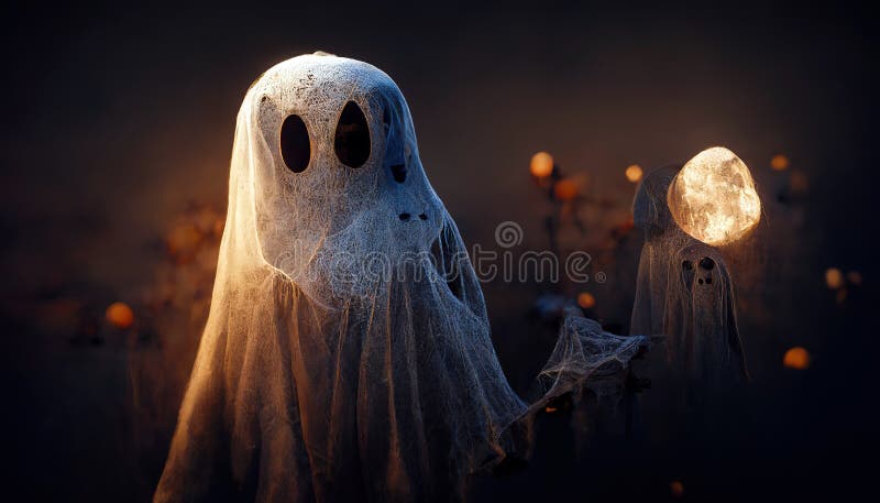 3D Rendering Ghost in Ray of Moonlight. Stock Illustration ...