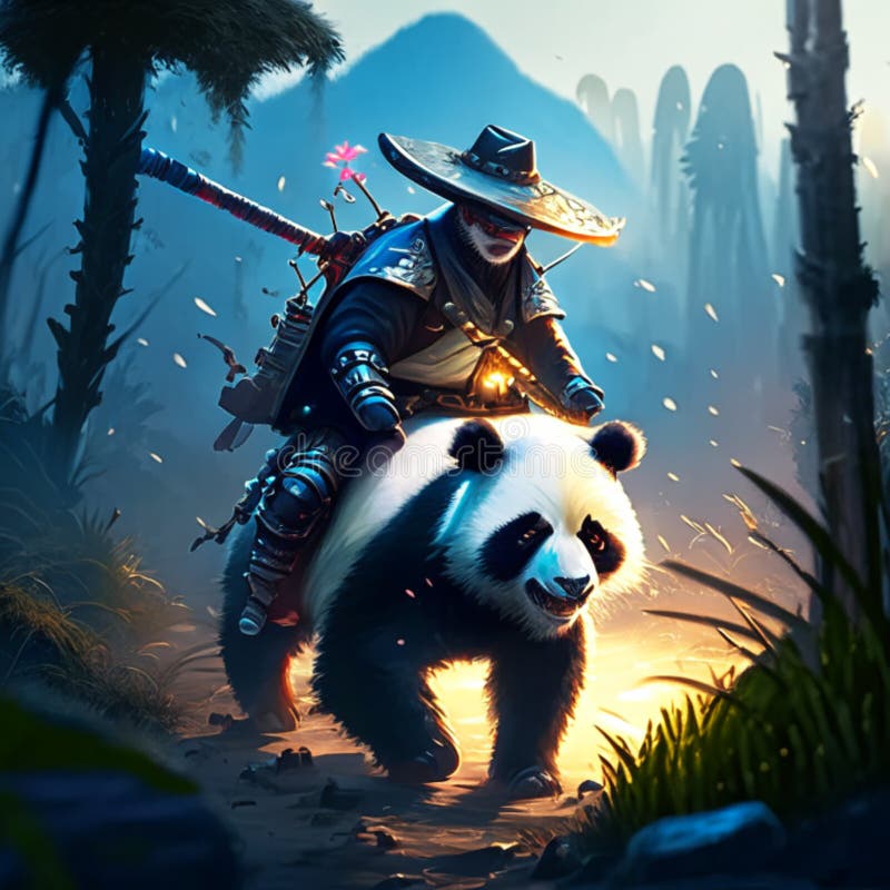 3D Rendering of a Giant Panda Hunter in the Jungle. AI Generated Stock ...