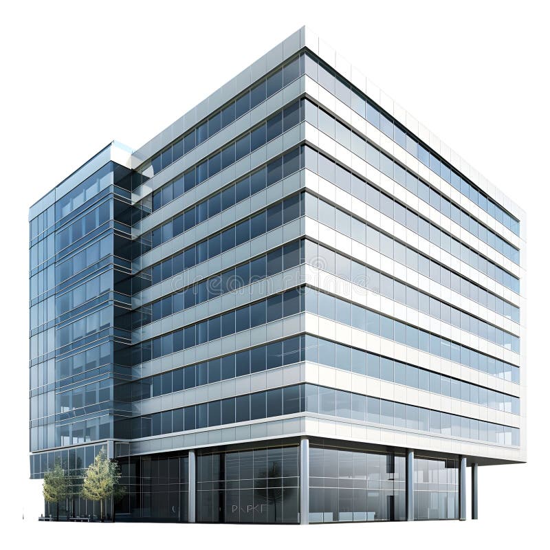 3D Rendering of a Glass Building Skyscraper on Transparent Background ...