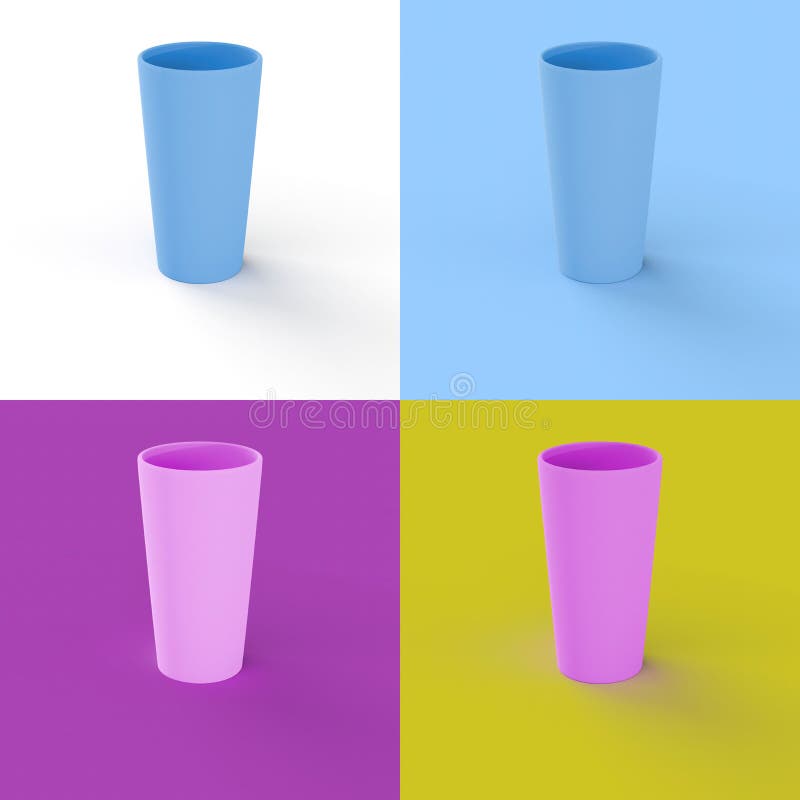 3D Rendering of a Glass Presented in Four Different Color Schemes Stock ...