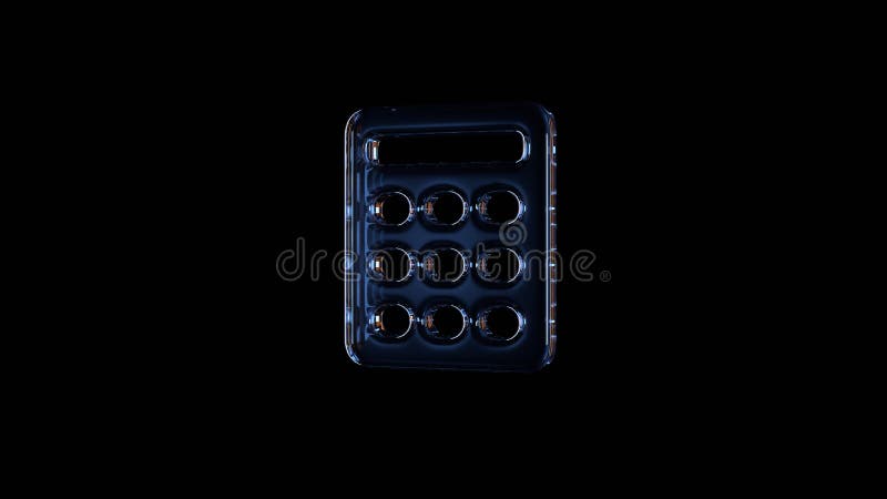 3d Rendering Glass Symbol of Calculator Isolated on Black with ...