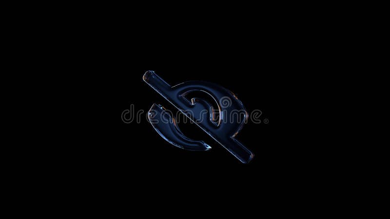 3d Rendering Glass Symbol of Eye Slash Isolated on Black with ...