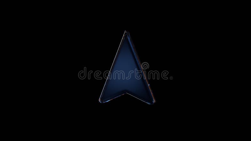 3d Rendering Glass Symbol of Navigation Isolated on Black with ...
