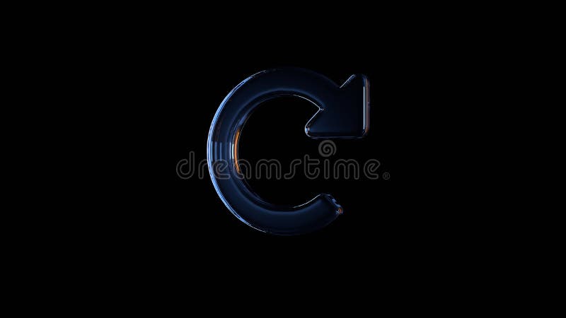 3d Rendering Glass Symbol of Redo Isolated on Black with Reflection ...