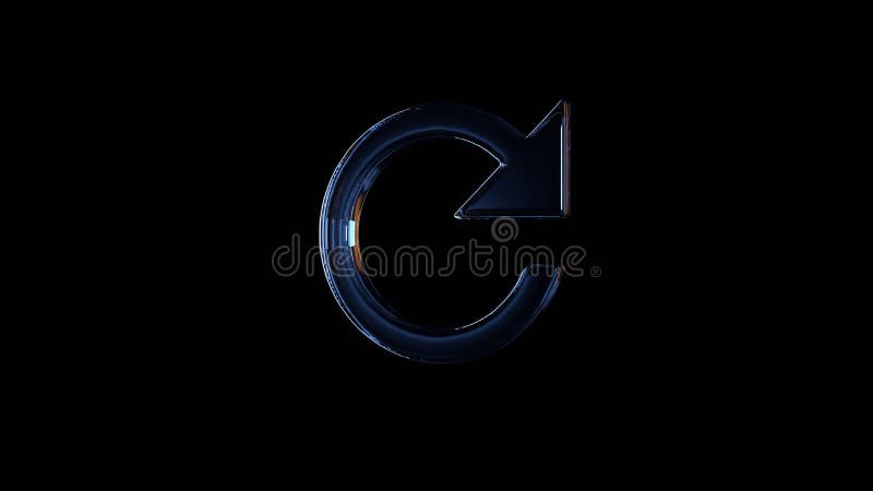3d Rendering Glass Symbol of Refresh Arrow Isolated on Black with ...