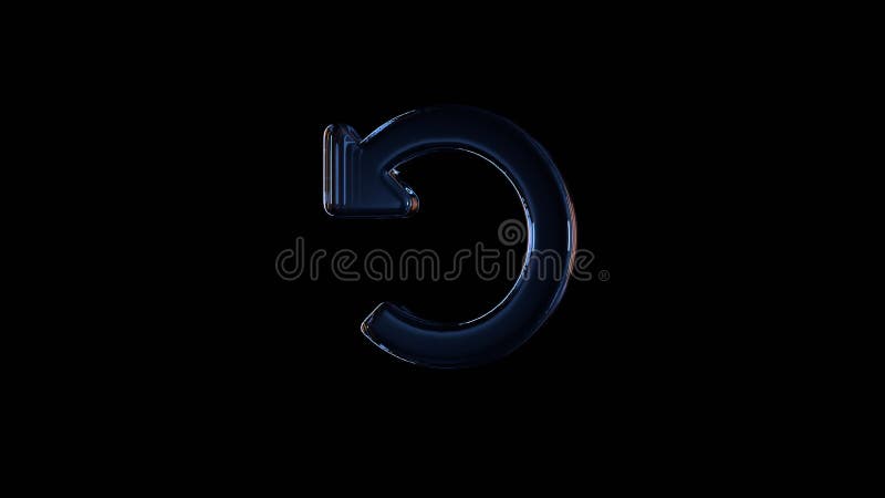 3d Rendering Glass Symbol of Undo Alt Isolated on Black with Reflection ...